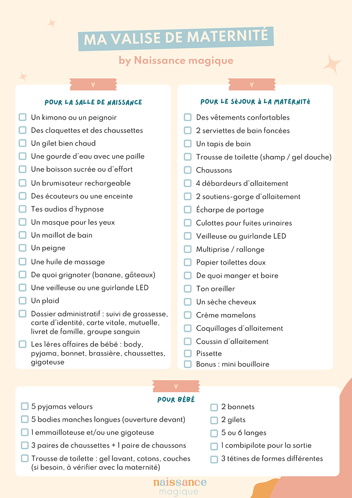 Ma valise de maternité - Naissance Magique